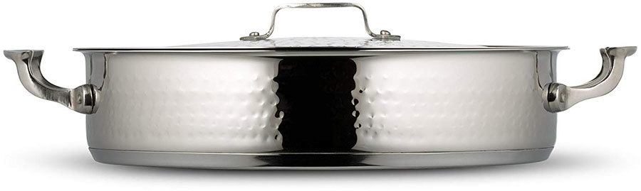 Bon Chef 60032HF, 9 Quart Cucina Brazier Pan, Stainless Steel, Hammered ...