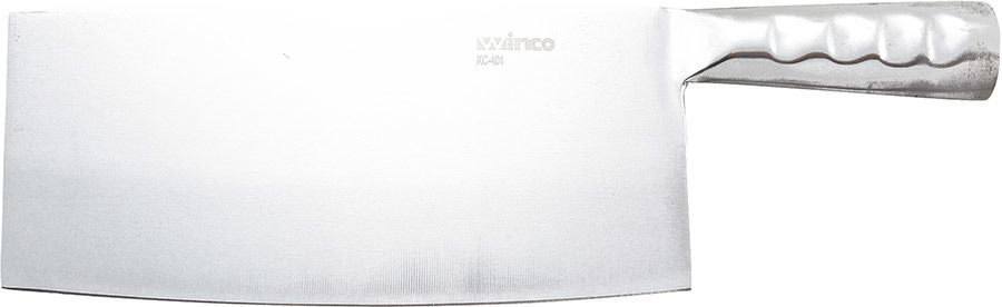 Winco KC-401, 8.25" Stainless Steel Chinese Cleaver w/ Steel Handle