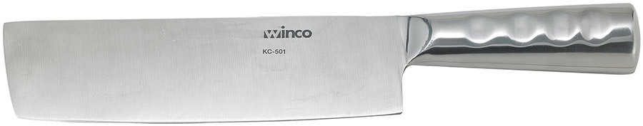 Winco KC-501, 8" Stainless Steel Chinese Cleaver w/ Steel Handle