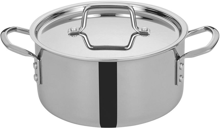 Winco TGSP-4, 4.5 Quart Induction Ready Stainless Steel Stock Pot, Tri ...