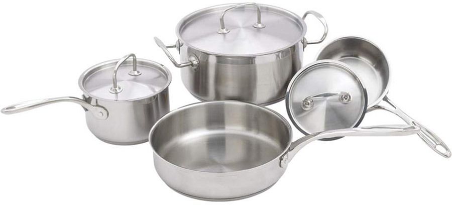 Winco SPC-7H, 7 Piece Induction Ready Stainless Steel Cookware Set