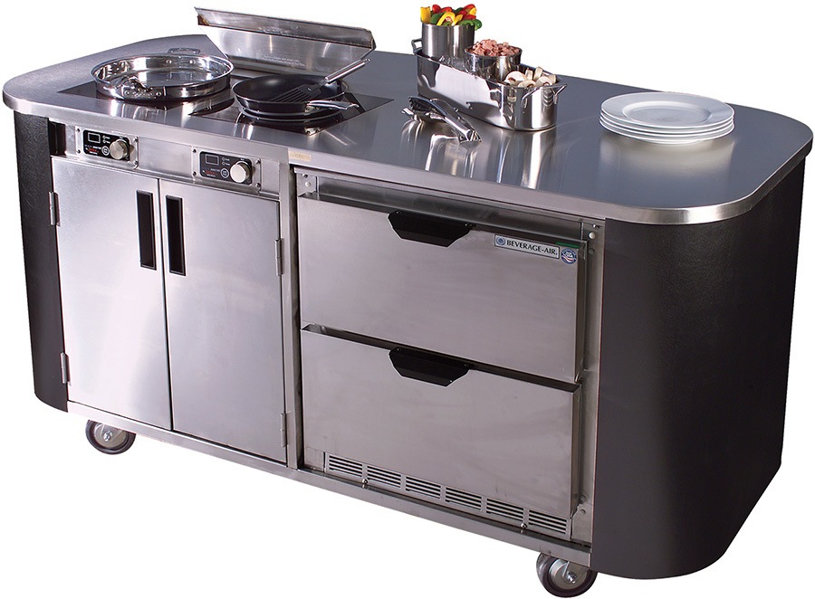 Spring USA MCS3572, 71" Mobile Culinary Station, 2 Induction Burners, 2 ...