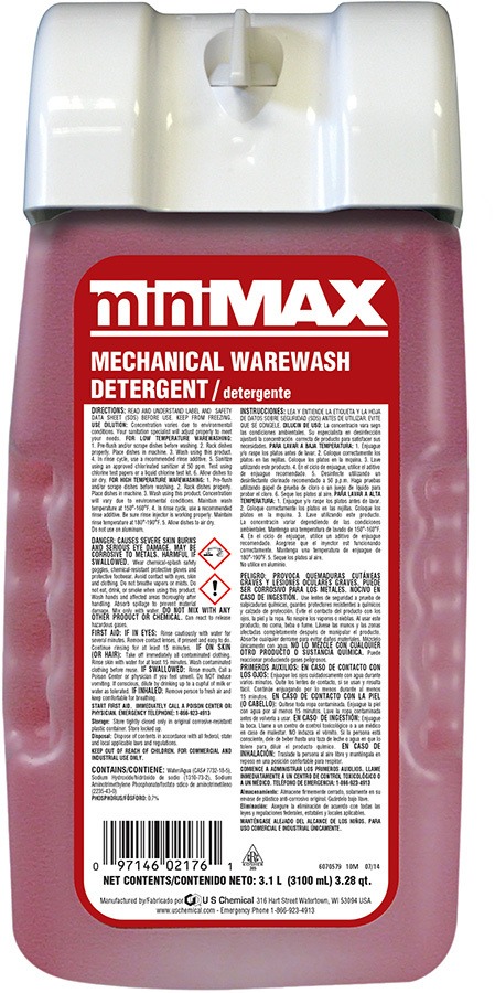 U.S. Chemical 4486191, 3100 Milliliter MiniMAX Liquid Dish Washing ...