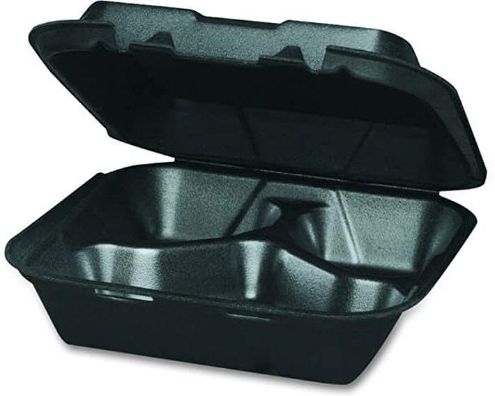 Genpak SN243-BLK, 8 1/4" x 8" 3-Compartment Foam Hinged Take-Out ...