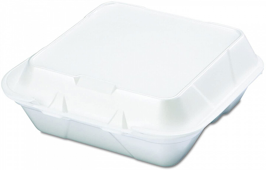 Genpak SN240, 8 1/4" x 8" Foam Hinged Take-Out Container, White (200/case)