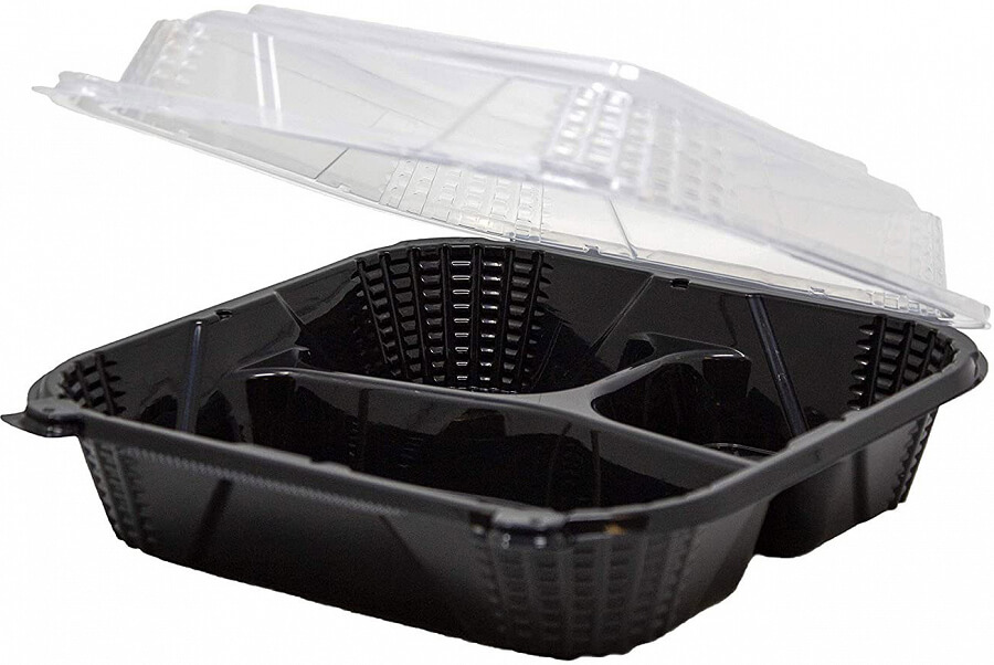 Genpak PV243, 8" x 8" 3-Compartment ProView Plastic Hinged Take-Out ...