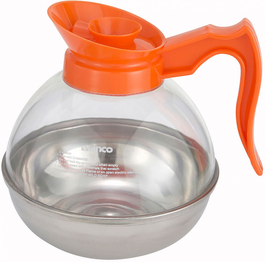 Winco CD-64O, 64 oz Plastic Decaf Decanter w/ Stainless Steel Base, Black