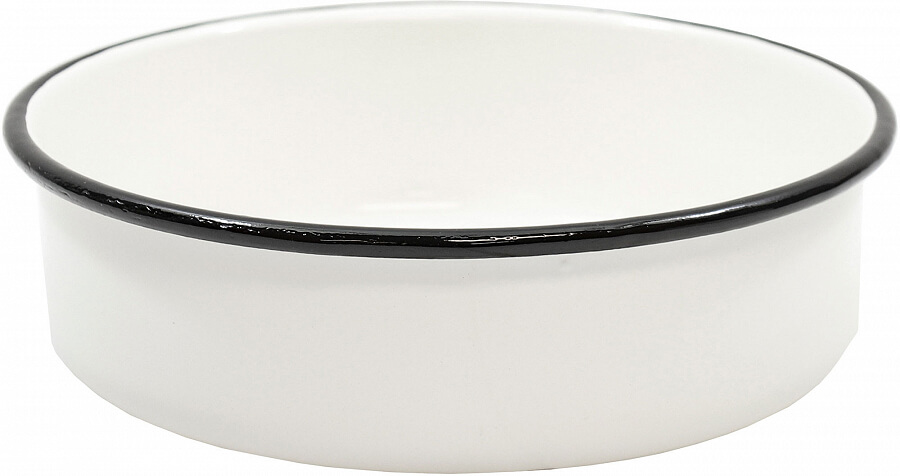 TableCraft 80016, 1 3/4 Qt Enamel Flat Bottom Serving Bowl, Creamy White