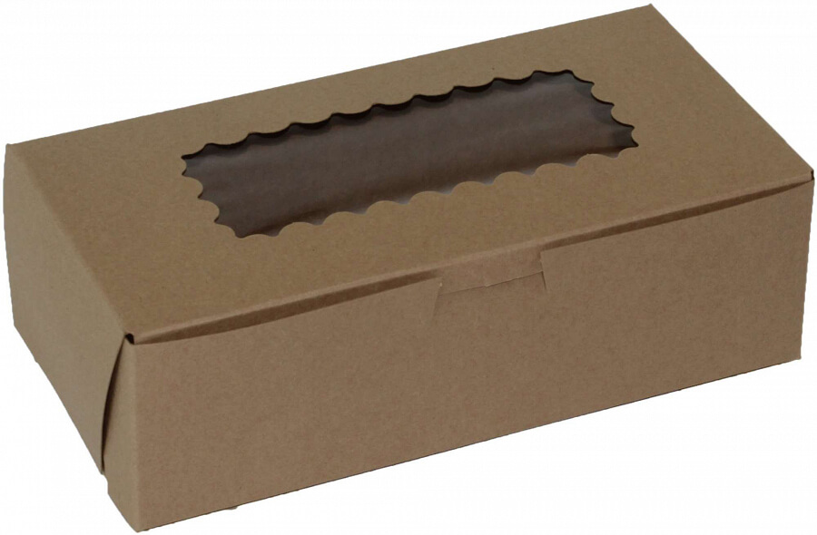BOXit 842W-501, 8" x 4" x 2 1/2" Windowed Kraft Cupcake Box, Brown (100 ...
