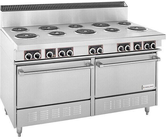 Garland S684, 27 kW Electric Restaurant Range, 10 Burner, 2 Standard Ovens