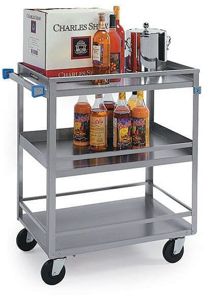 Lakeside 316, 27 1/2" x 16 1/4" Stainless Steel Utility / Bus Cart w/ 3 ...