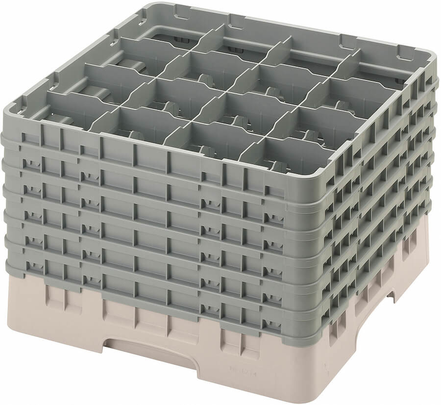Cambro 16S1214184, 16 Compartment Camrack Full Size Glass Rack w/ 6 ...